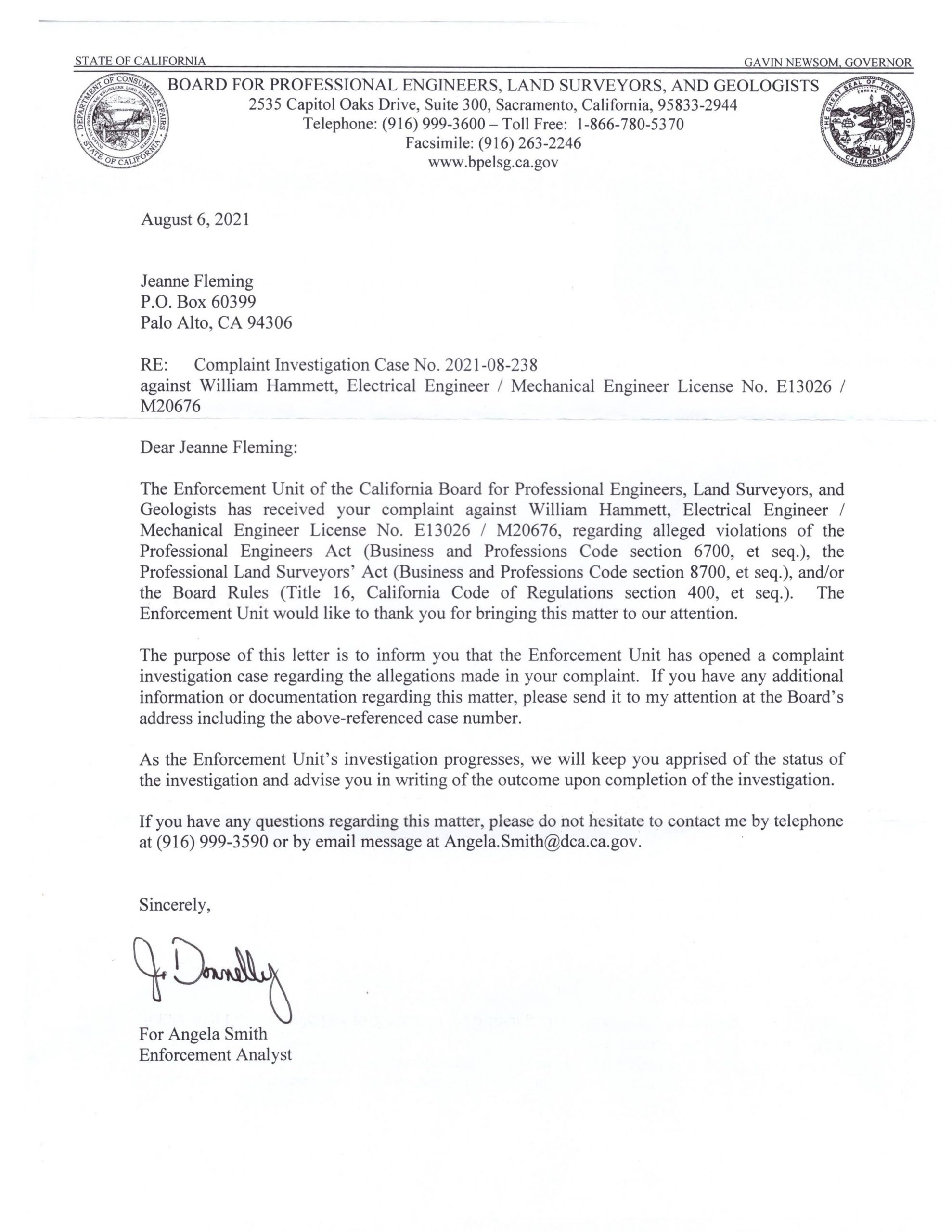 2021-0806-Hammett-Investigation-Letter-from-PE-Board – Wire America